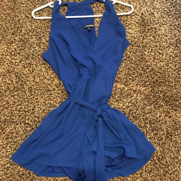 Express | Other | Blue Express Romper That Ties At Waist | Poshmark